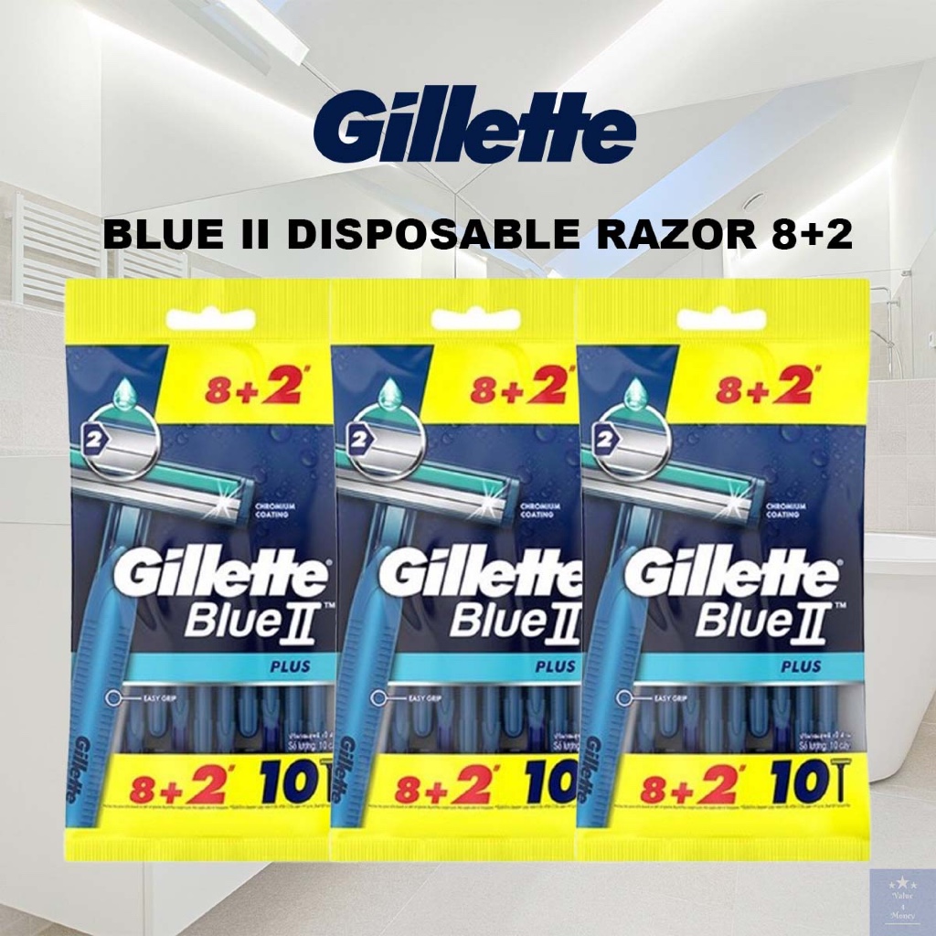 Gillette Blue II Plus Disposable Razors 8+2 | Shopee Singapore