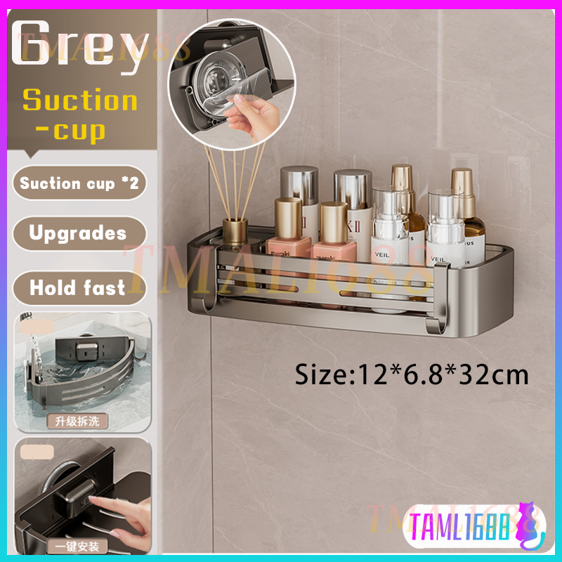 [ SG Ready Stock] NO Punching Bathroom Shelf Toilet Rack Accessories ...