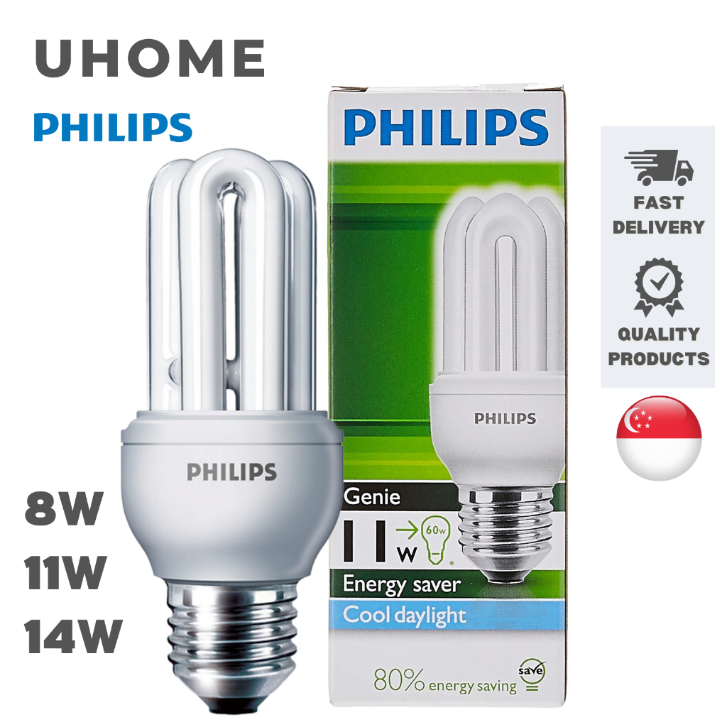 Philips Genie Energy Saving Bulb E27 Base 8W/11W/14W In Cool Daylight / Warm White | Shopee ...