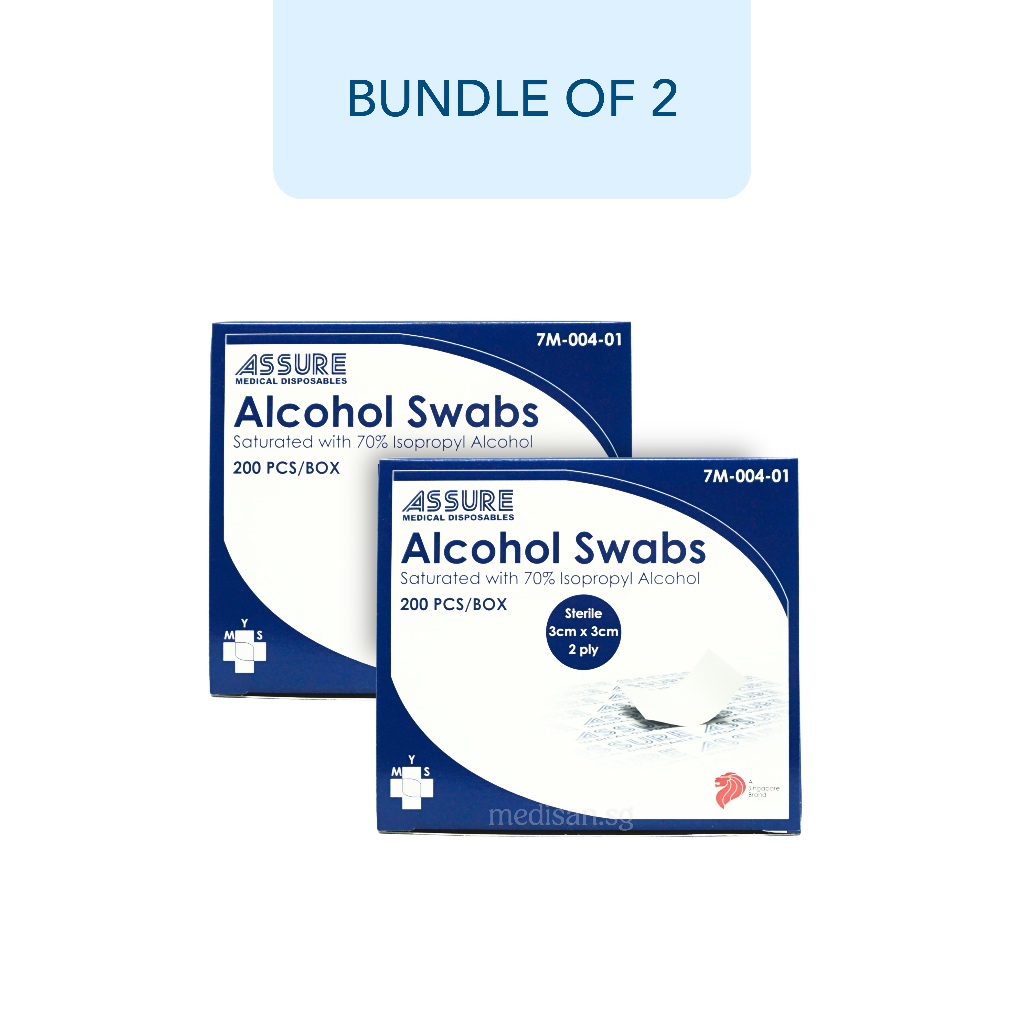 ASSURE Alcohol Swab (3 x 3cm, Sterile) 2 packs | Shopee Singapore