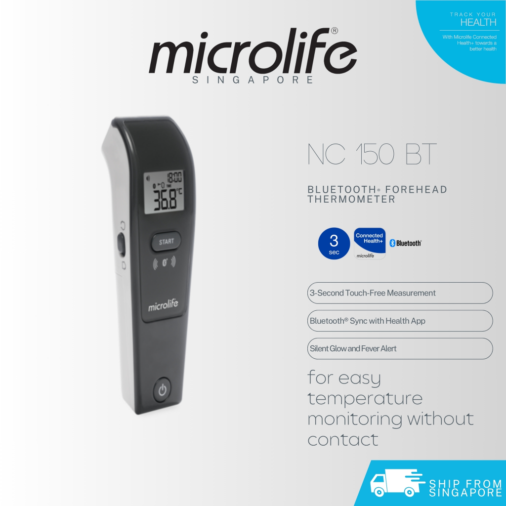 Microlife NC 150 BT Bluetooth Forehead Thermometer 3-Second Measurement ...