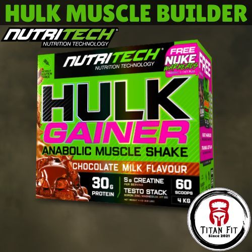 NUTRITECH HULK MUSCLE MASS GAINER 4KG (FREE NUKE WARHEADS) | Shopee ...