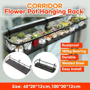 🇸🇬 Steel Flower Pot Rack Balcony Corridor Hanging Rack / Railing ...