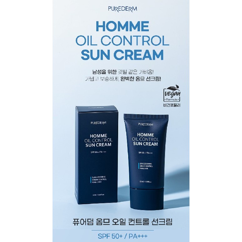 Purederm Homme Oil Control Sun Cream SPF50+ PA+++ 50ml for Skin | Men's ...