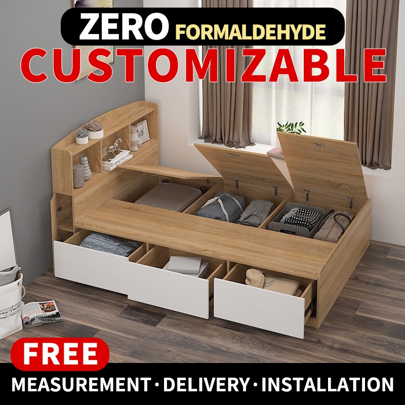 Storage Tatami Platform Bed with Bedhead | Shopee Singapore