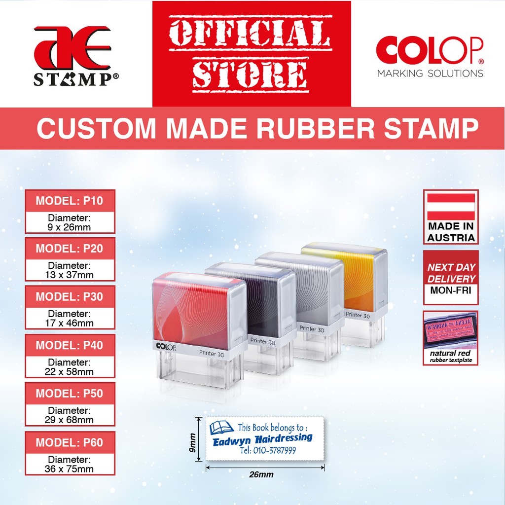 Custom Made COLOP Printer Line Self Inking Stamp | P10 P20 P30 P40 P50 P60 | Shopee Singapore