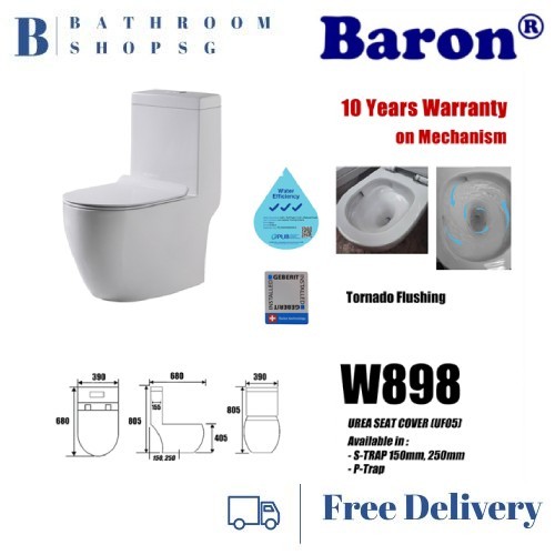 Baron Rimless Tornado Flush One Piece Toilet Bowl | Geberit Flushing ...