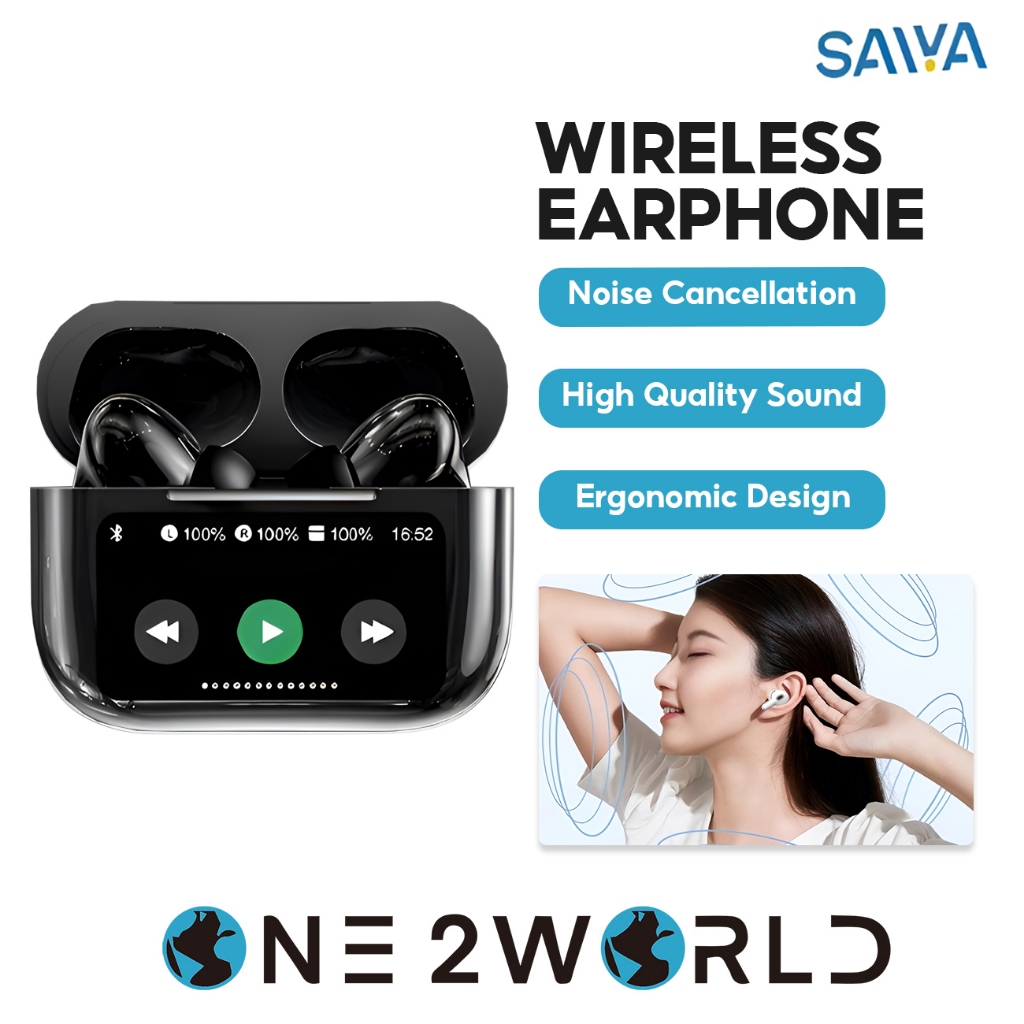 SAIYA T70 ANC Pro Wireless Earphone with LED Screen: Active Noise ...