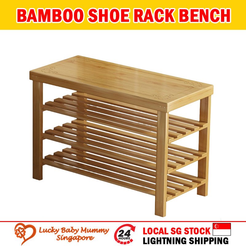 Bamboo Shoe Rack Bench Shoe Organizer Storage Shelf Household Entryway ...