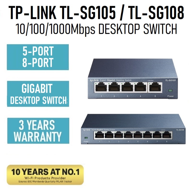 TP-Link 5-Port 8-Port Gigabit 10/100/1000 Mbps Desktop Switch Ethernet ...
