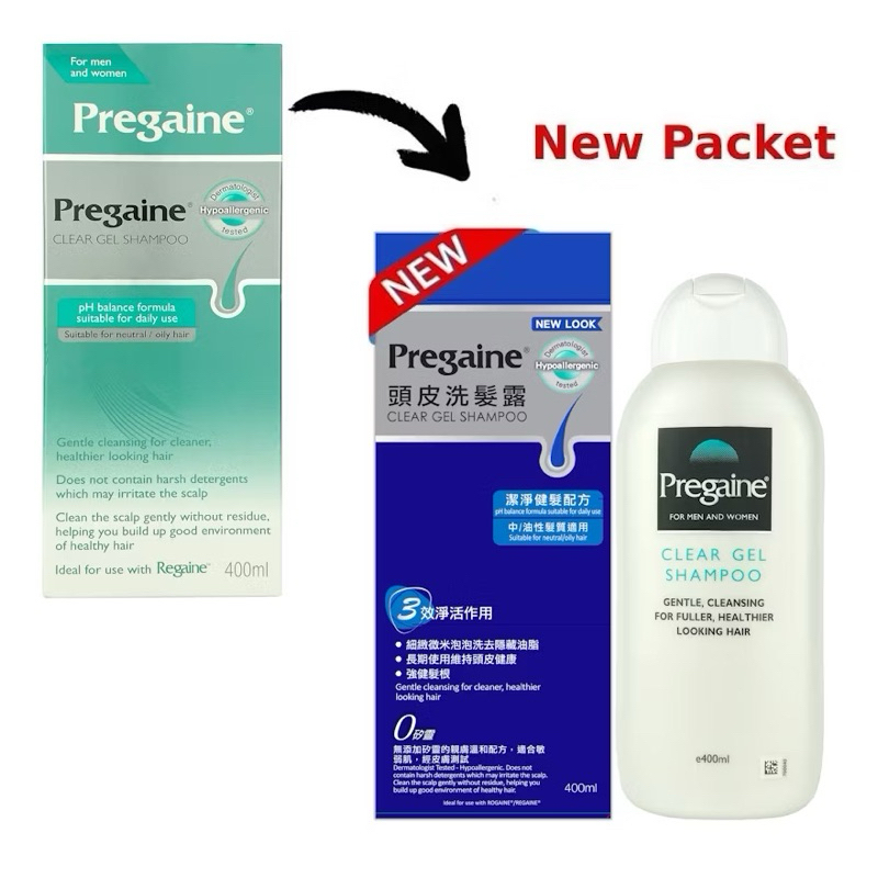 Pregaine Clear Gel Shampoo 400g / normal or oily hair / thinning hair ...