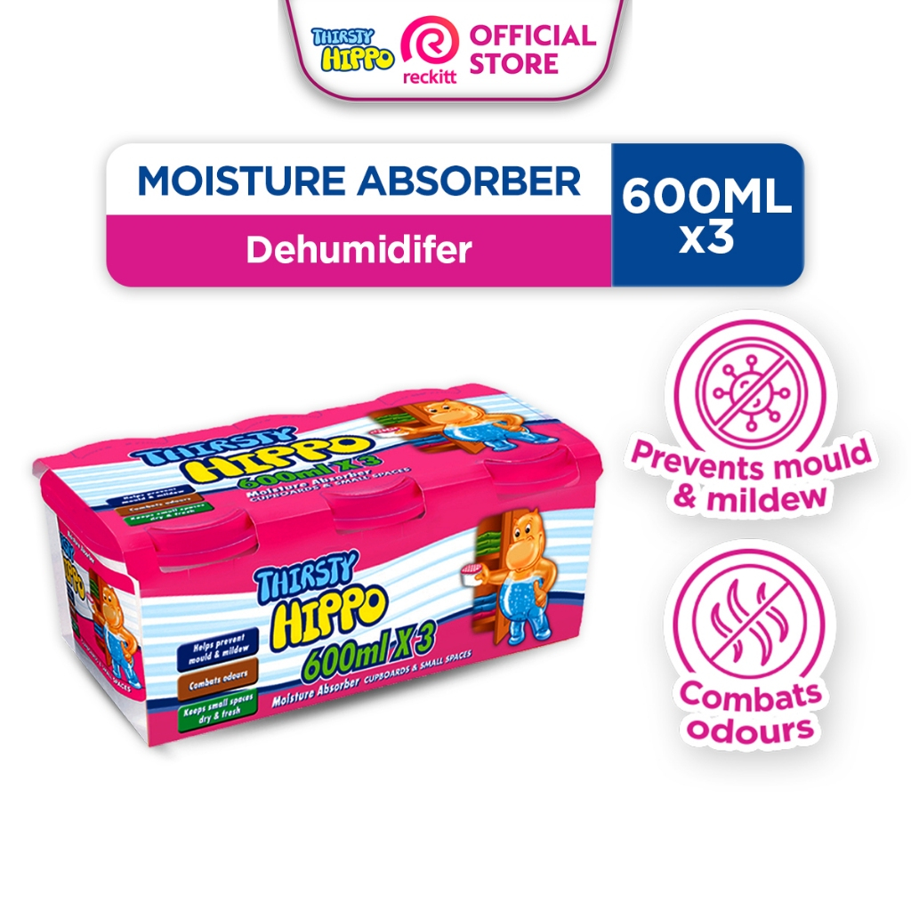 Thirsty Hippo Dehumidifier Moisture Absorber (3x600ml) | Shopee Singapore
