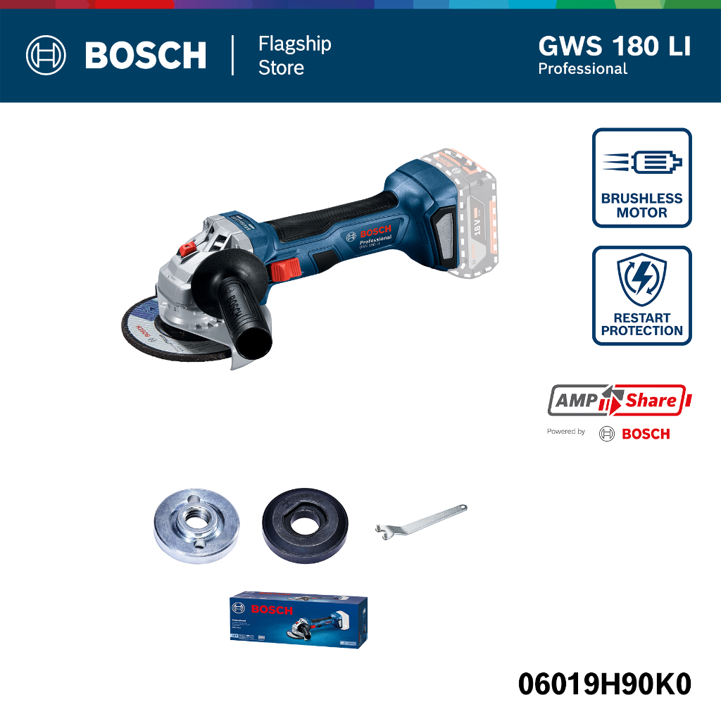 BOSCH GWS 180-LI Cordless Angle Grinder (BARE UNIT) | Shopee Singapore