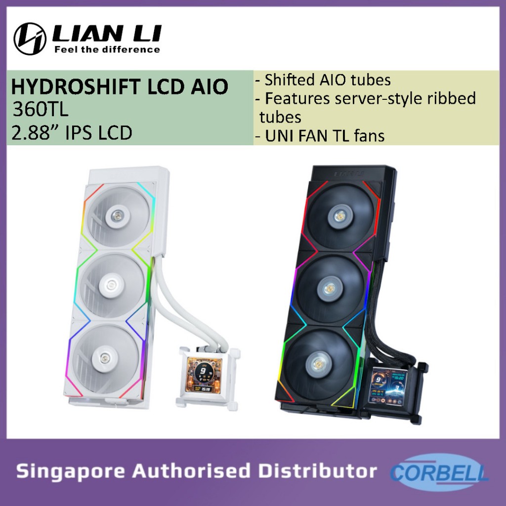 LIAN LI HYDROSHIFT lcd AIO 360TL 2.88” IPS LCD All-In-One Cooler UNI ...