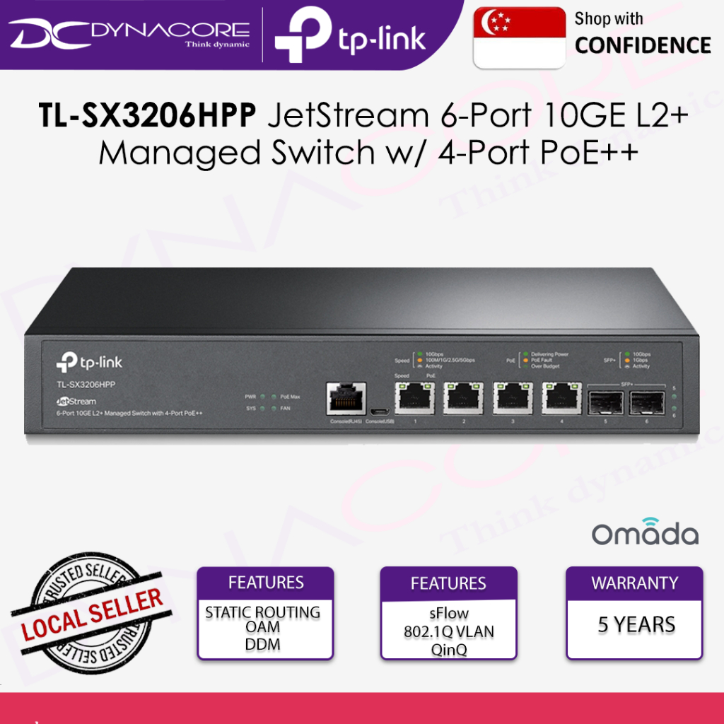 TP-Link TL-SX3206HPP JetStream 6-Port 10GE L2+ Managed Switch with 4 ...