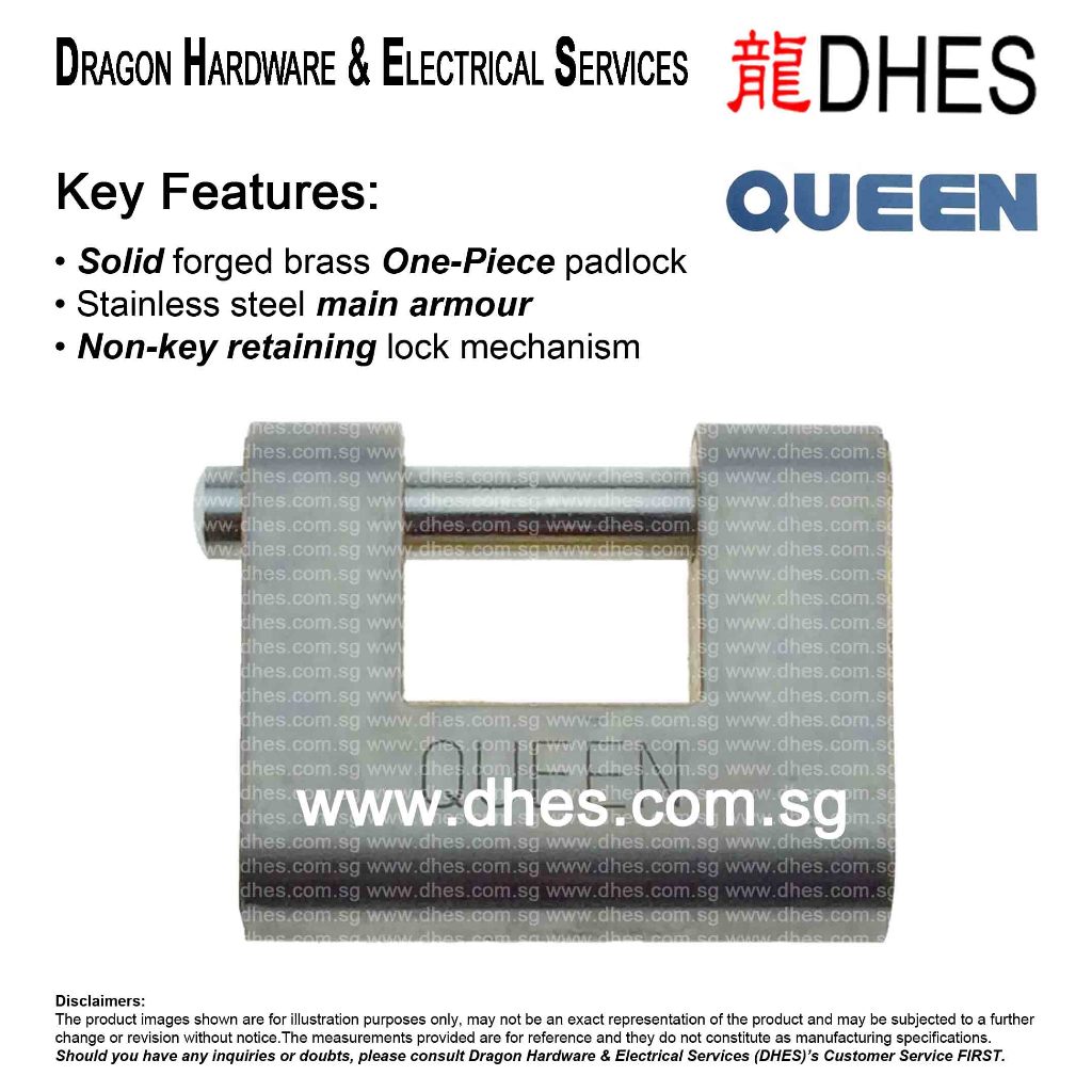 Queen Padlock Lock Stainless Steel Armour-Plated Solid Brass Body with ...