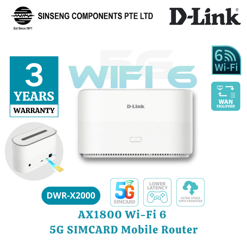 D-Link 5G Sim Card Router AX1800 Dual-band 2.4GHz | 5GHz WiFi | 1.8Gbps ...