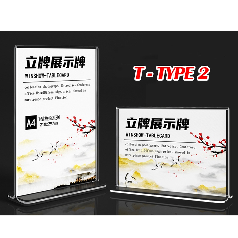 【SG】A4 A5 Acrylic Sign Holder Transparent L&T Shape Menu Display Stands ...