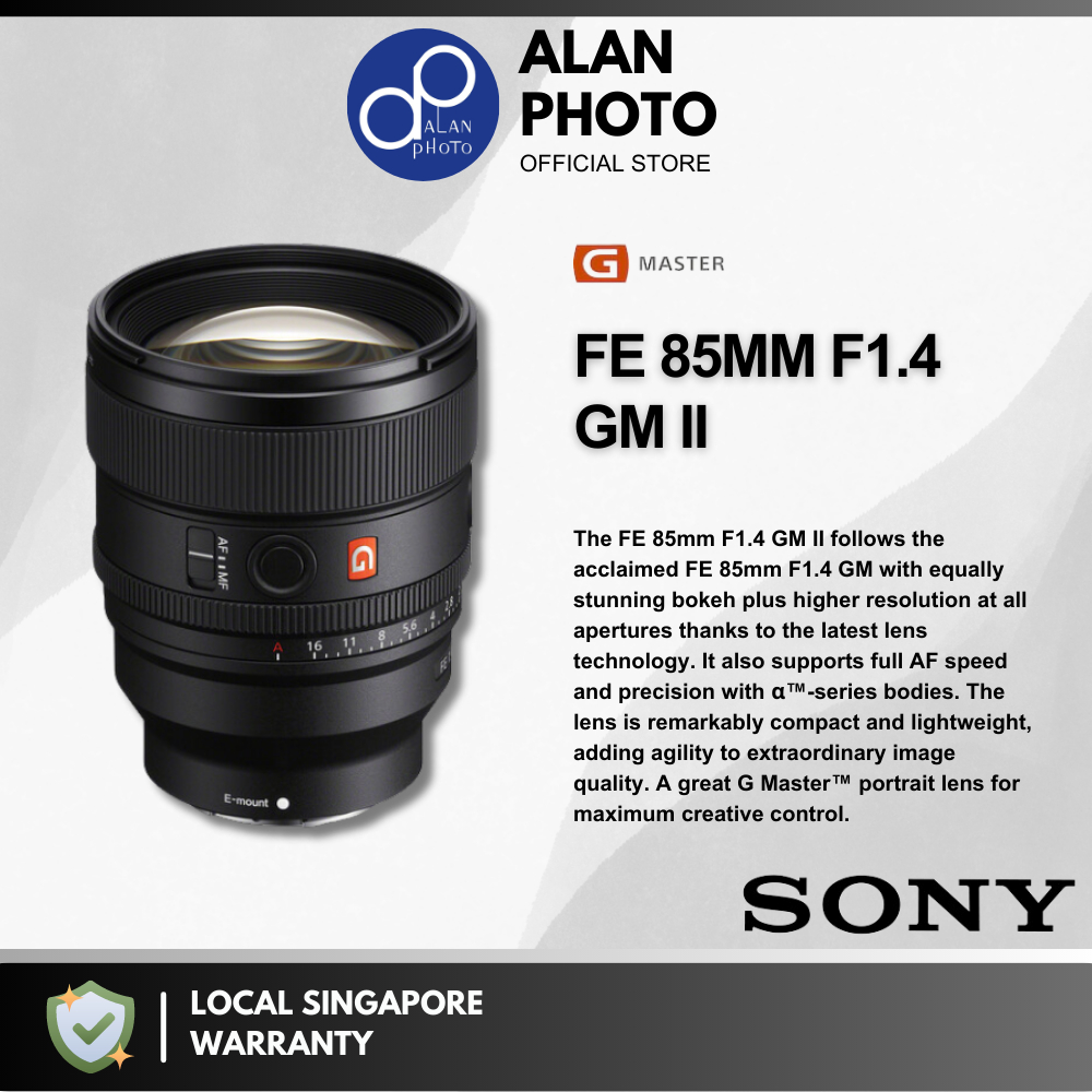 Sony FE 85mm F1.4 GM II for Sony FE [SEL85F14GM2] | Sony Singapore ...