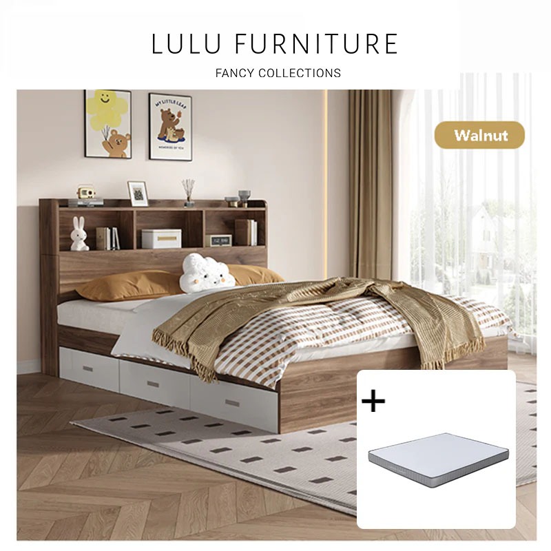 **Bundle DEAL** LUNA Storage Bed Frame with Headboard + LUANNA Comfort ...
