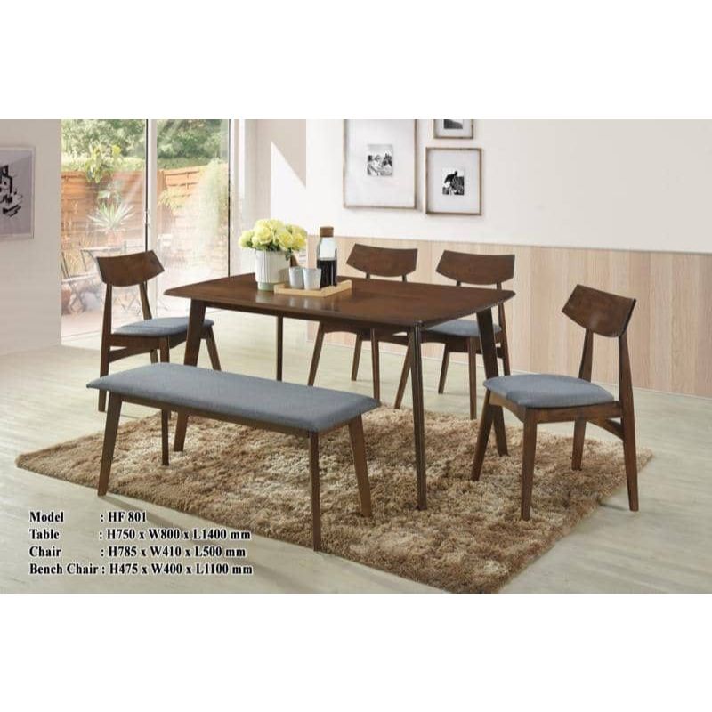 GR FURNITURE RUBBER WOOD DINING SET WITH 4 CHAIRS AND 1 BENCH CHAIR ...