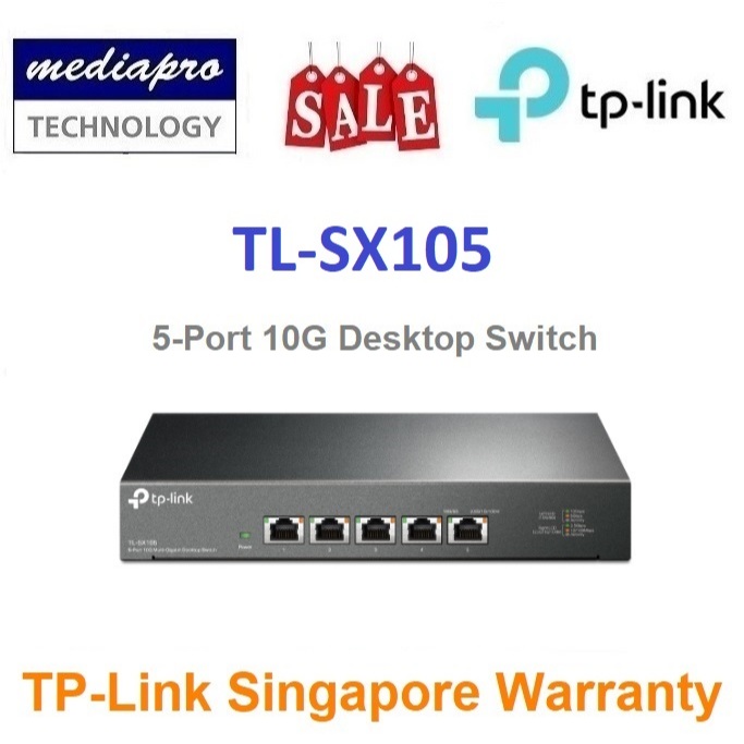 TP-LINK TL-SX105 5-port 10G Desktop Switch ( Mulit-Gigi 10G / 5G / 2,5G / 1G ) SX105 - 3 Year ...