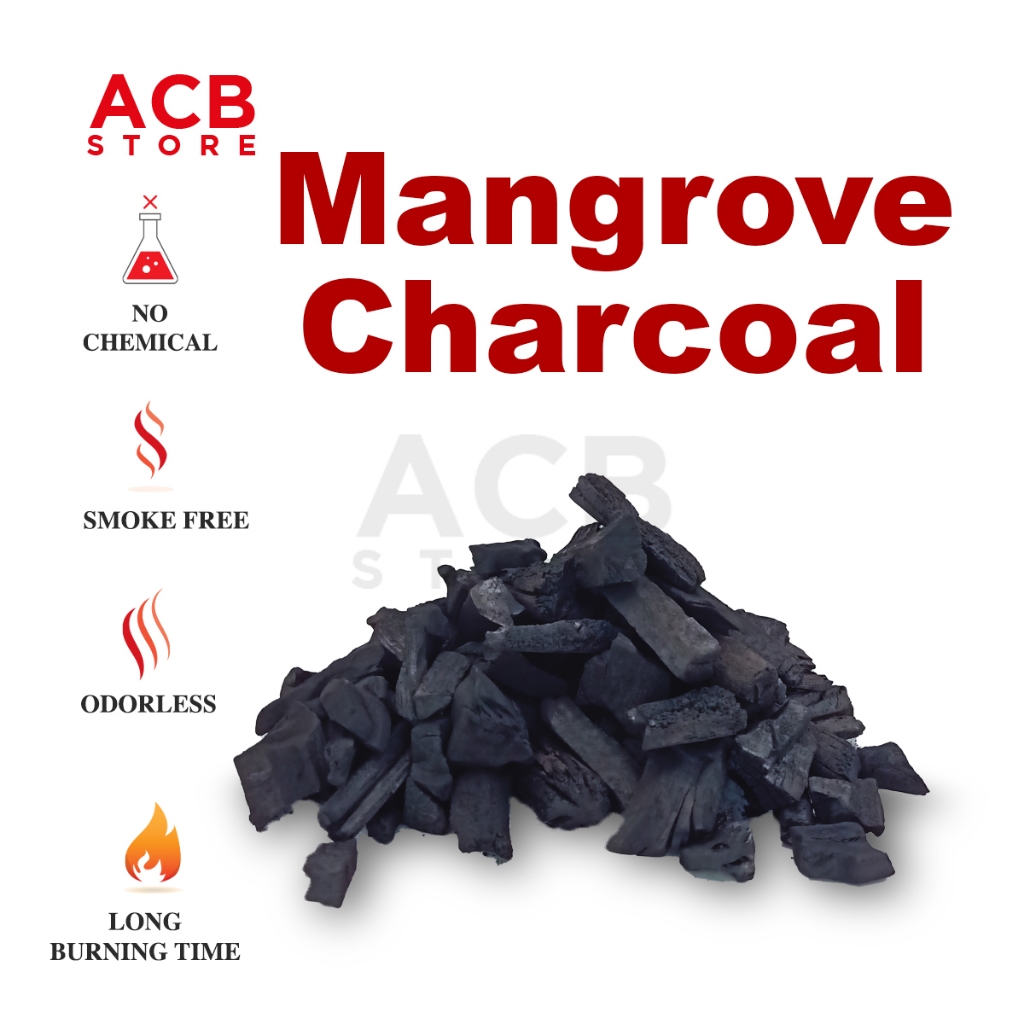 [SG STOCK] 💯 Natural Mangrove charcoal for BBQ Grill 2kg OR 1kg| Less spark | Less smoke | High ...