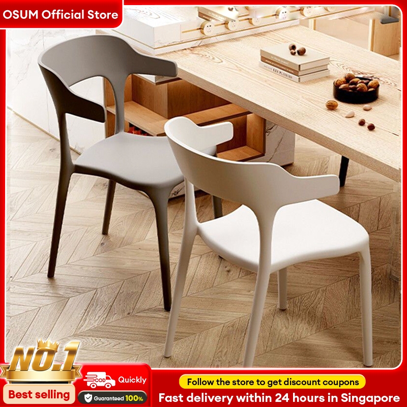 Nordic Plastic Chair Dining Chair with Comfort Arm Rest & Back Rest ...