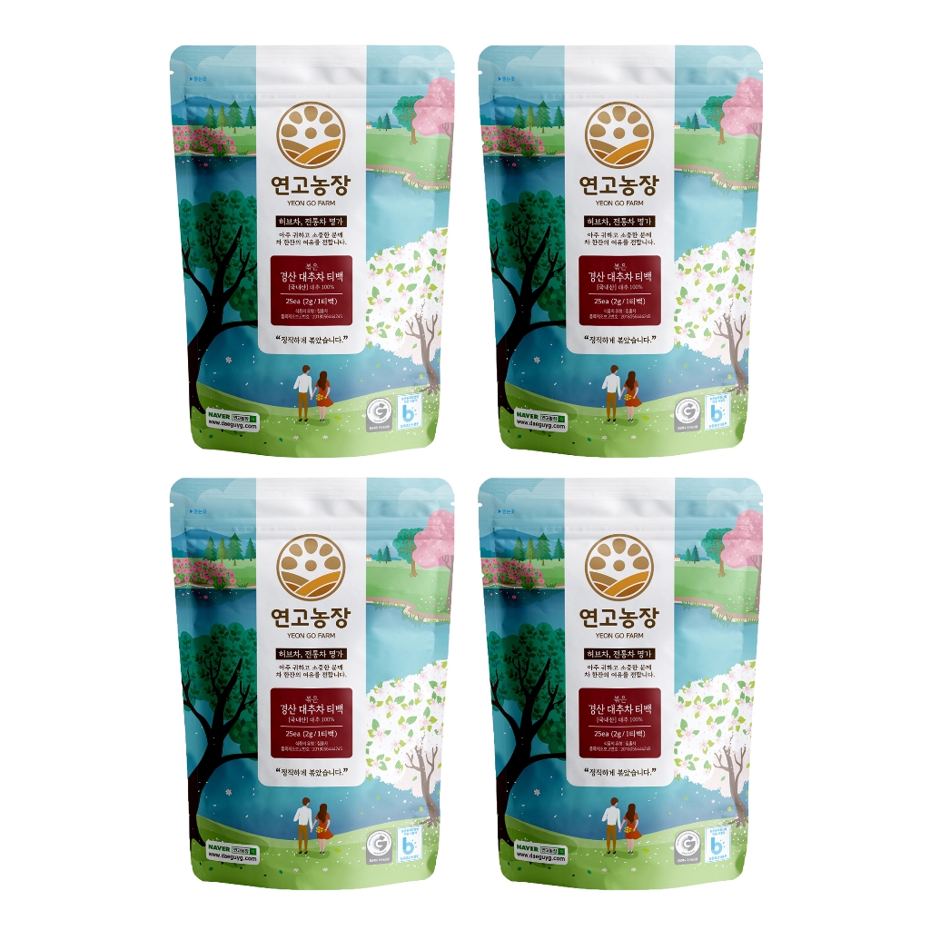 [YEONGO FARM] 100% Korean Roasted Jujube Tea Triangle Teabag 1g x 25ea x 4 Packs [100 Tea Bags ...