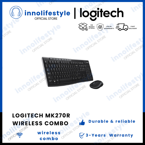 LOGITECH MK270R WIRELESS KEYBOARD number pad AND MOUSE COMBO Optical ...