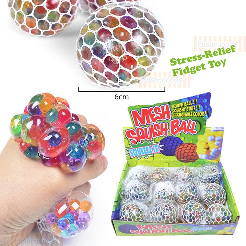 Colorful Mesh Squish Ball – Water Bead Stress-Relief Fidget Toy ...