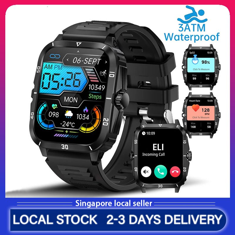 Smart Watch Men 430mAh IP68 3ATM Waterproof Outdoor Sports Fitness ...