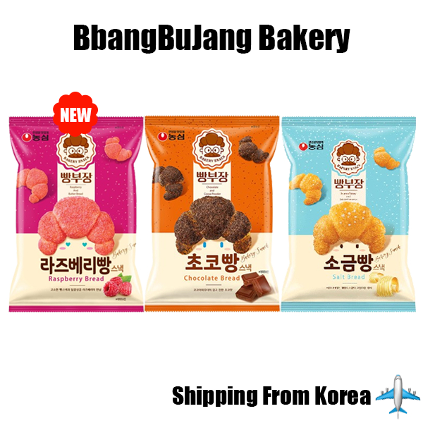 [Nongshim] BbangBuJang Bakery 55g Korean Snacks｜Salt Bread / Chocolate Bread / Raspberry ...