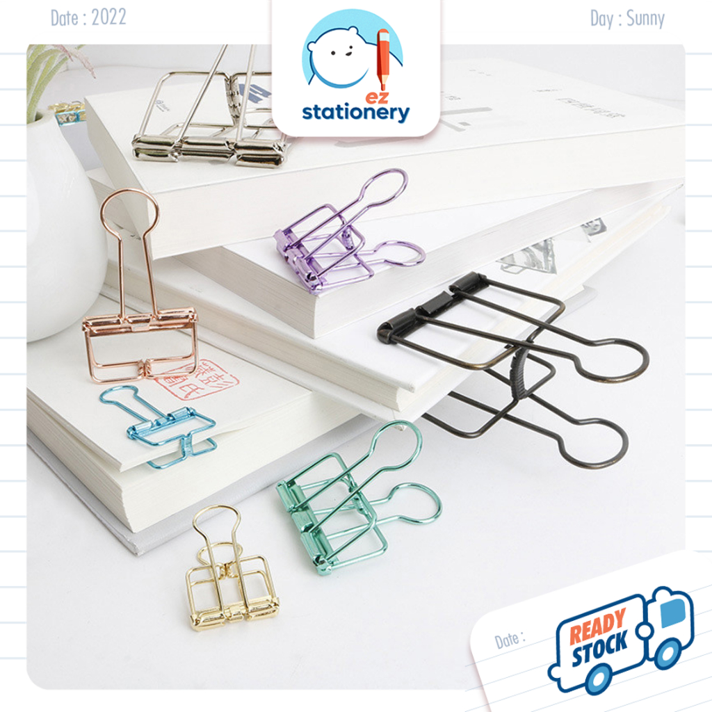Ready Stock Colorful Hollow Long Tail Paper Clip Metal Binder Clip ...