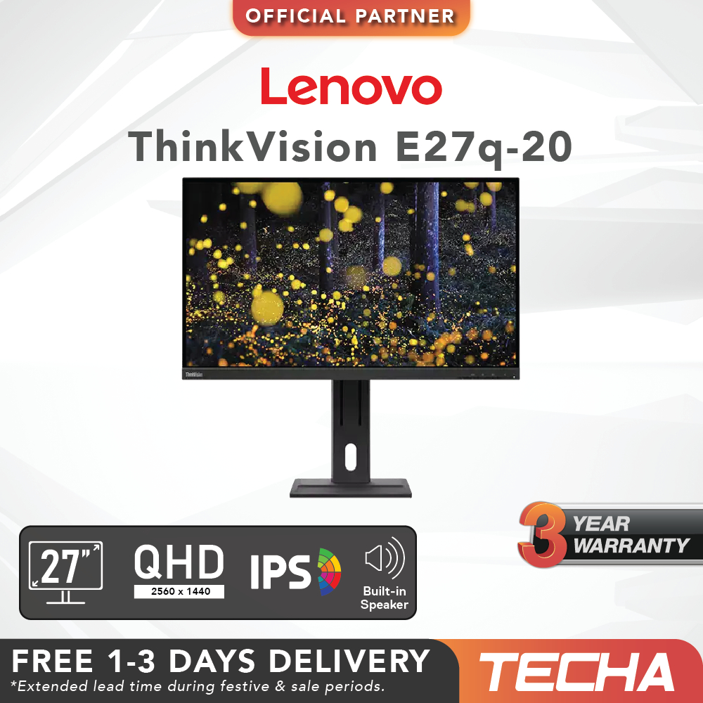 Lenovo ThinkVision E27q-20 | 27" WQHD AG 3-sided Borderless Monitor ...