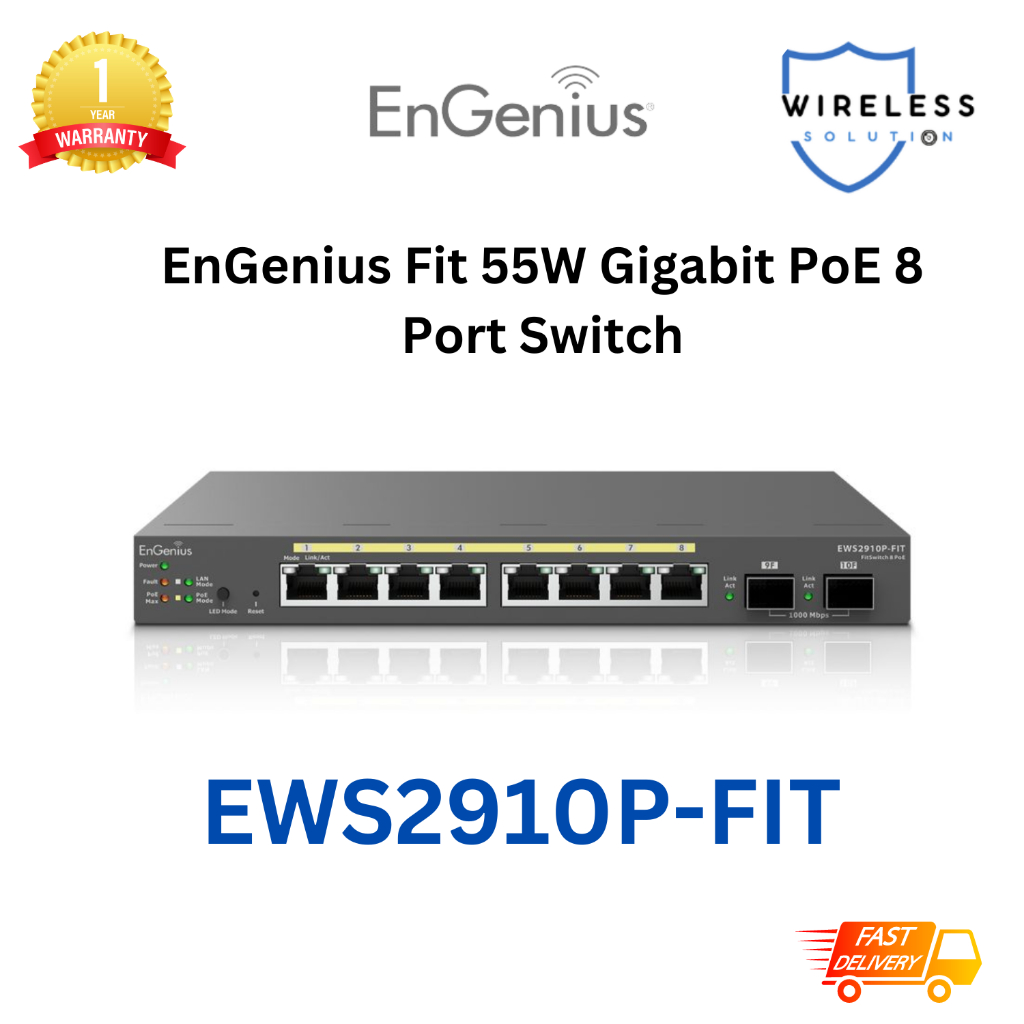 SG LOCAL EWS2910P-FIT EnGenius Fit Gigabit 8-Port 55W PoE+ Switch with ...