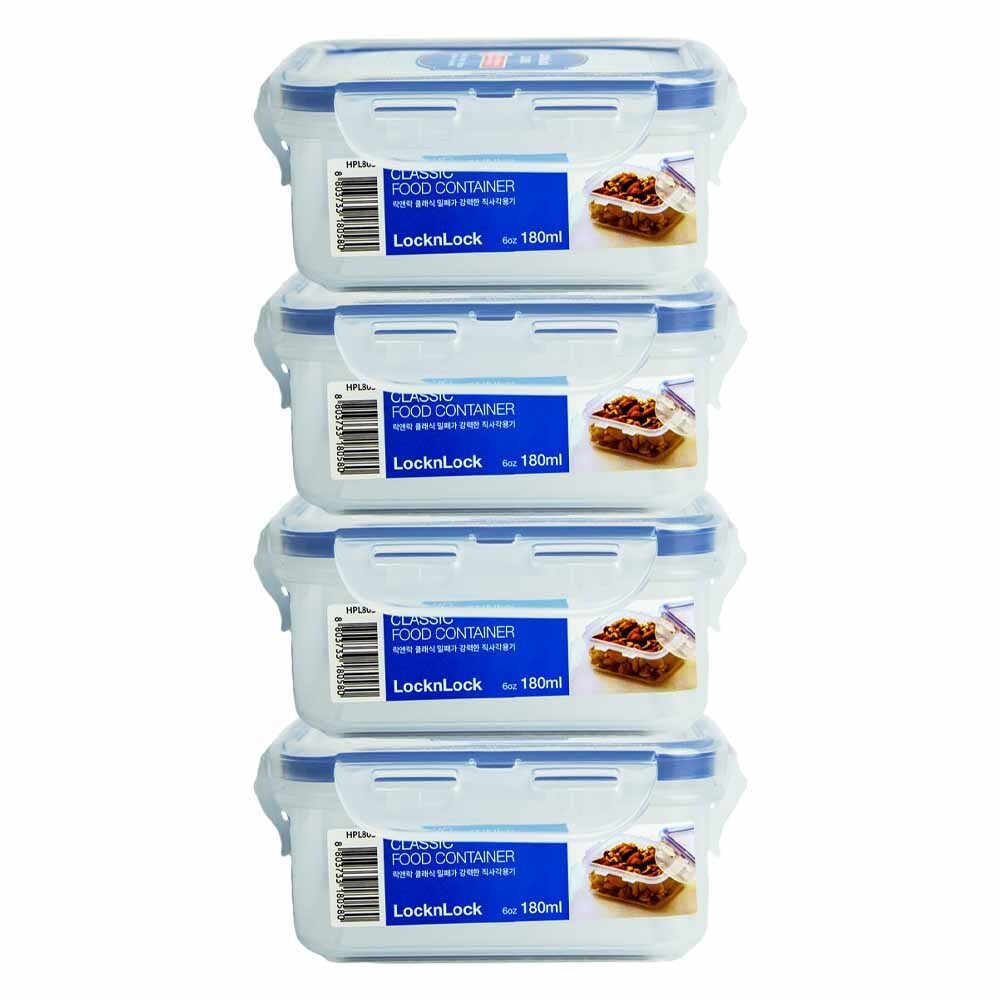 4PCS LocknLock HPL805 Airtight Rectangular Food Storage Container Case 180ml Lock & Lock ...
