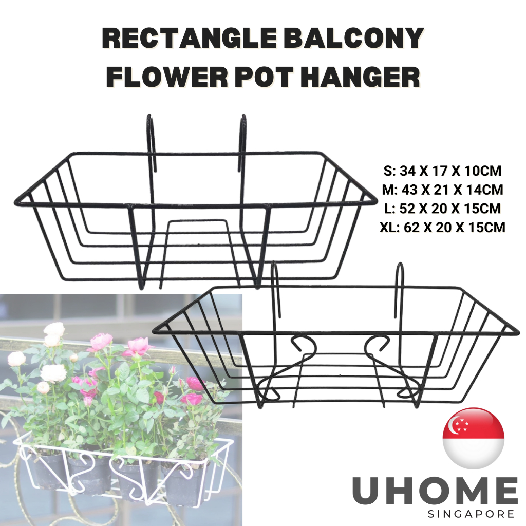 Rectangular Flower Pot Iron Metal Hanger Balcony Flower Hanging Rack ...