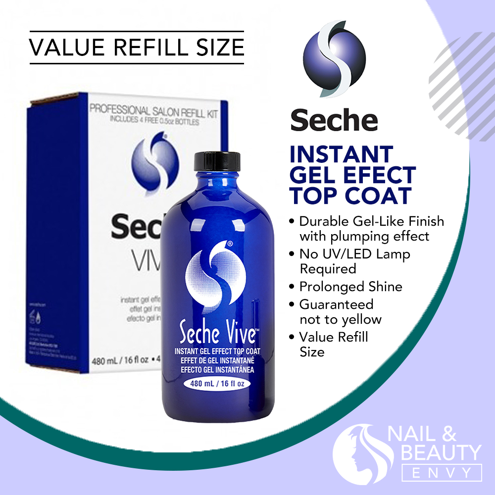 Seche Vive Instant Gel Effect Top Coat (480 ml Refill Size - Super ...
