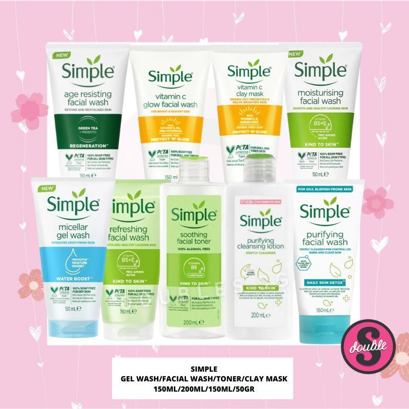 Simple Facial Wash Face Scrub Toner Micellar,lotion 125ml-200ml ...