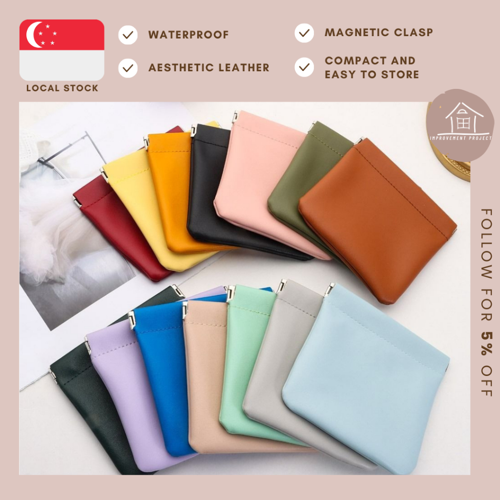 [SG STOCKS] Waterproof PU Leather Coin Pouch / Automatic Magnetic ...