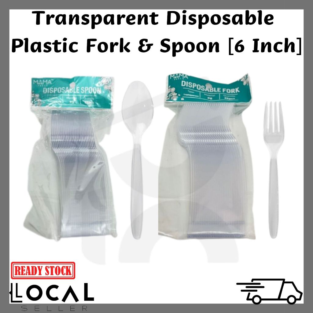 [SG Ready Stock] Transparent Disposable Cutlery | 6inch Plastic Spoon ...