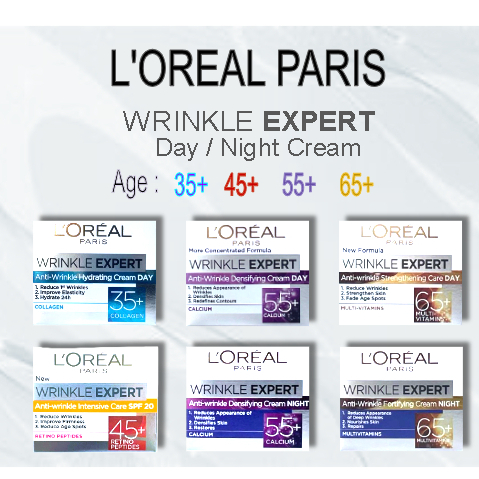 L'OREAL Loreal Wrinkle Expert Cream 35+ 45+ 55+ 65+ (50ml) | Shopee ...