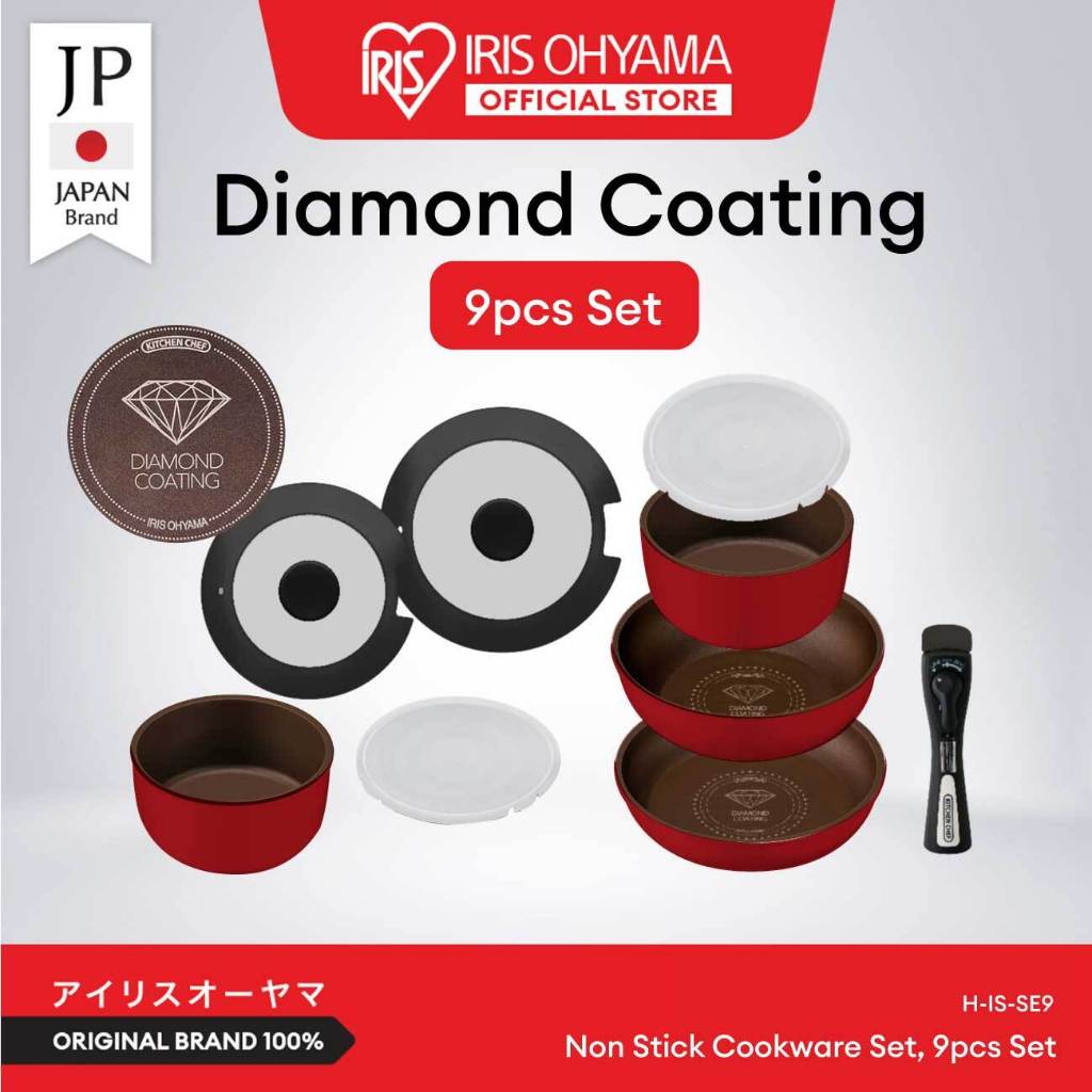 IRIS OHYAMA Diamond Coating Non-Stick Cookware Set (3pc/6pc/9pc) (H-IS ...