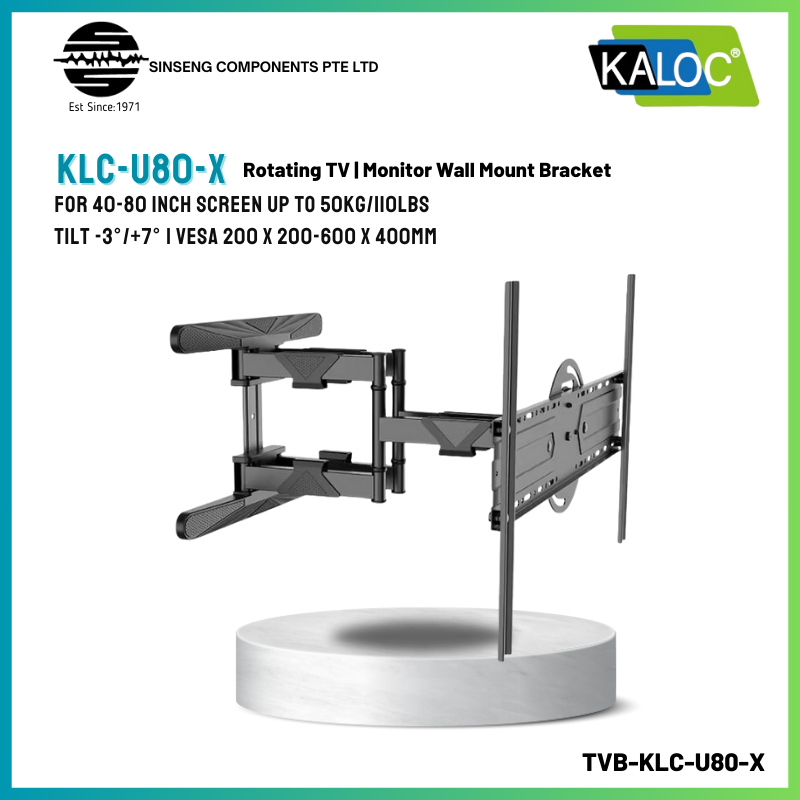 Kaloc KLC-U80-X 40-80 inch Rotating TV | Monitor Wall Mount Bracket(Load:50KG) [MODEL:TVB-KLC ...