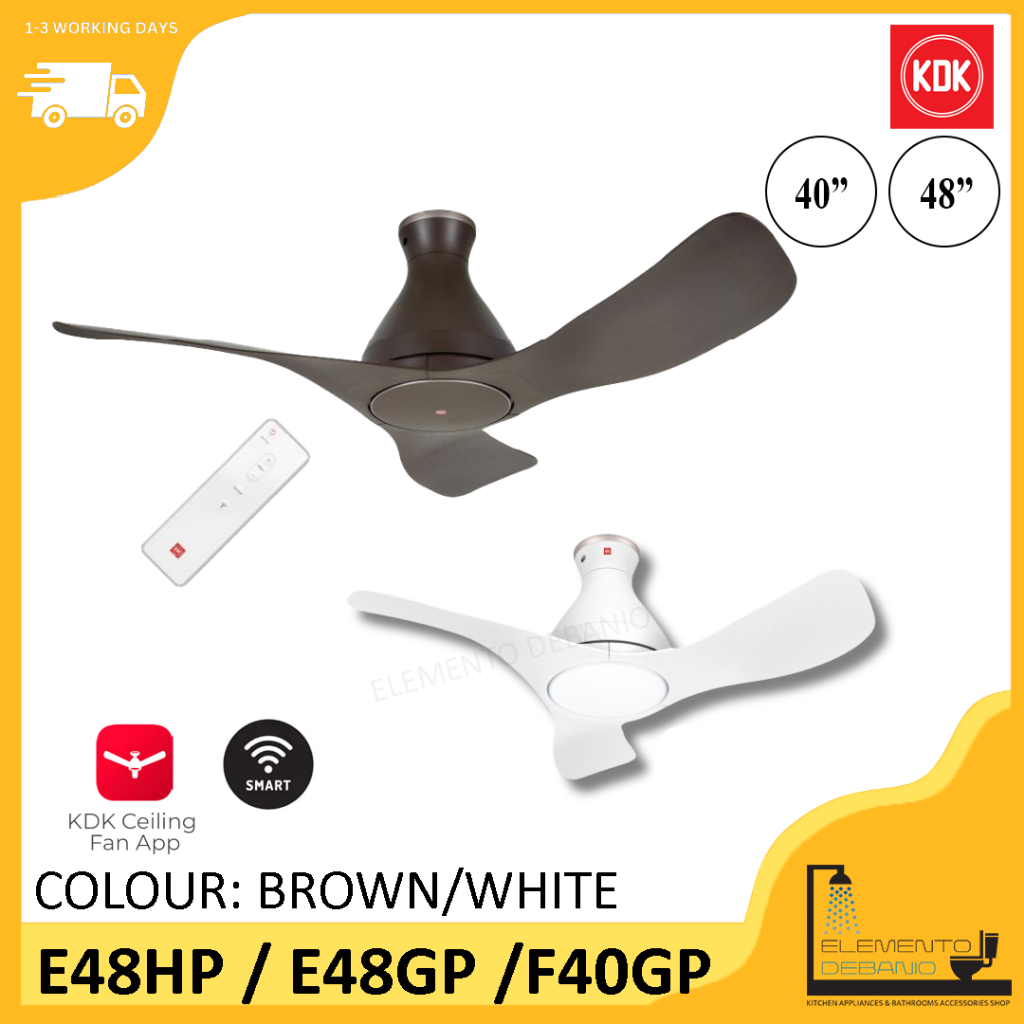 KDK 48" Ceiling Fan Airy Wifi Control E48HP / E48GP With Led Light ...