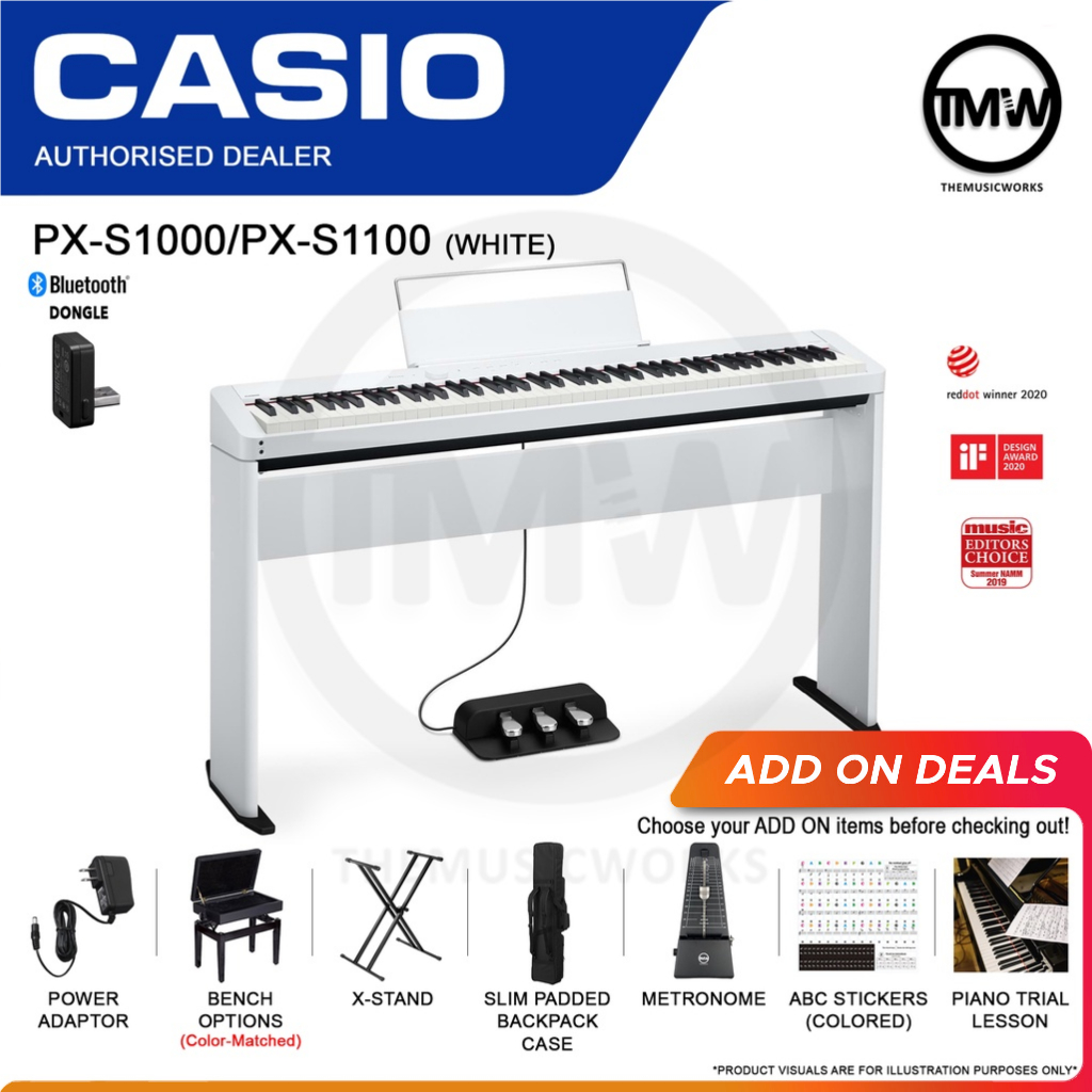 Casio PX-S1100 White Digital Piano Portable Privia 88 Weighted Keys PXS1100 PX S1100 [READY ...