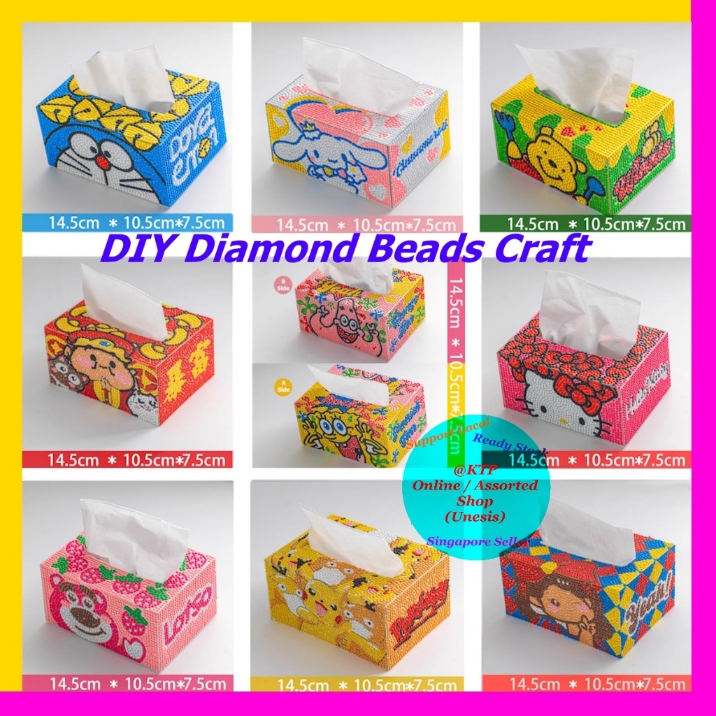 (SG Stock) DIY Diamond Beads Craft Tissue Box Home Sticker | Shopee ...