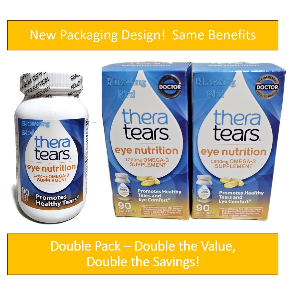 New! Thera Tears Double Pack 1200mg Omega 3 Supplement for Eye ...