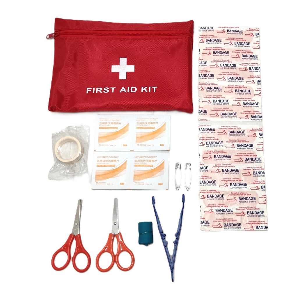 Red Cross First aid kit, plastic box scissors, bandage, alcohol wipe ...